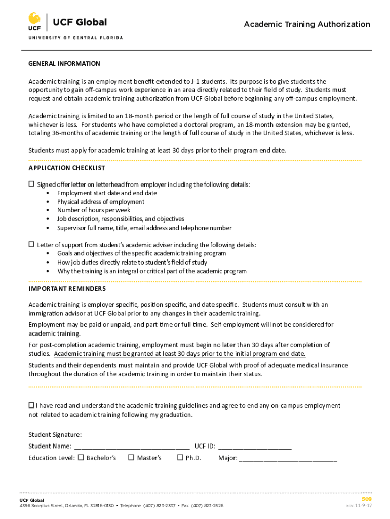 Fillable Online Academic Training Authorization Fax Email Print - pdfFiller