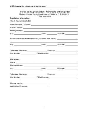 Fillable Online Forms and Agreements 6: Certificate of Completion Fax ...