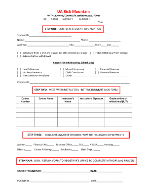 Fillable Online UA Rich Mountain Withdrawl Form Fax Email Print - pdfFiller