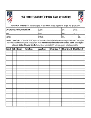 Fillable Online How does a referee get game assignments? Fax Email Print - pdfFiller