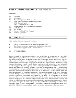 Fillable Online egyankosh ac Explain the principles of letter writing ...