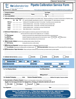 Fillable Online Pipette Service Order Form Fax Email Print - pdfFiller