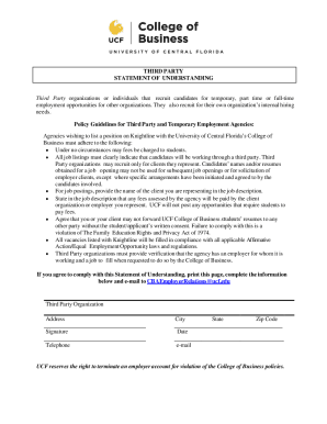 Fillable Online Third-Party Recruiter Statement of Understanding Fax ...