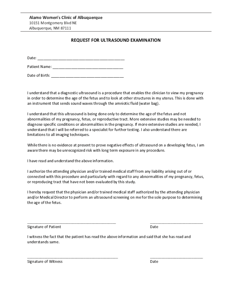 Fillable Online REQUEST FOR ULTRASOUND EXAMINATION Fax Email Print ...