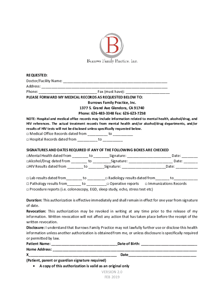 Fillable Online Medical Record Request Form - Frisco Fax Email Print ...