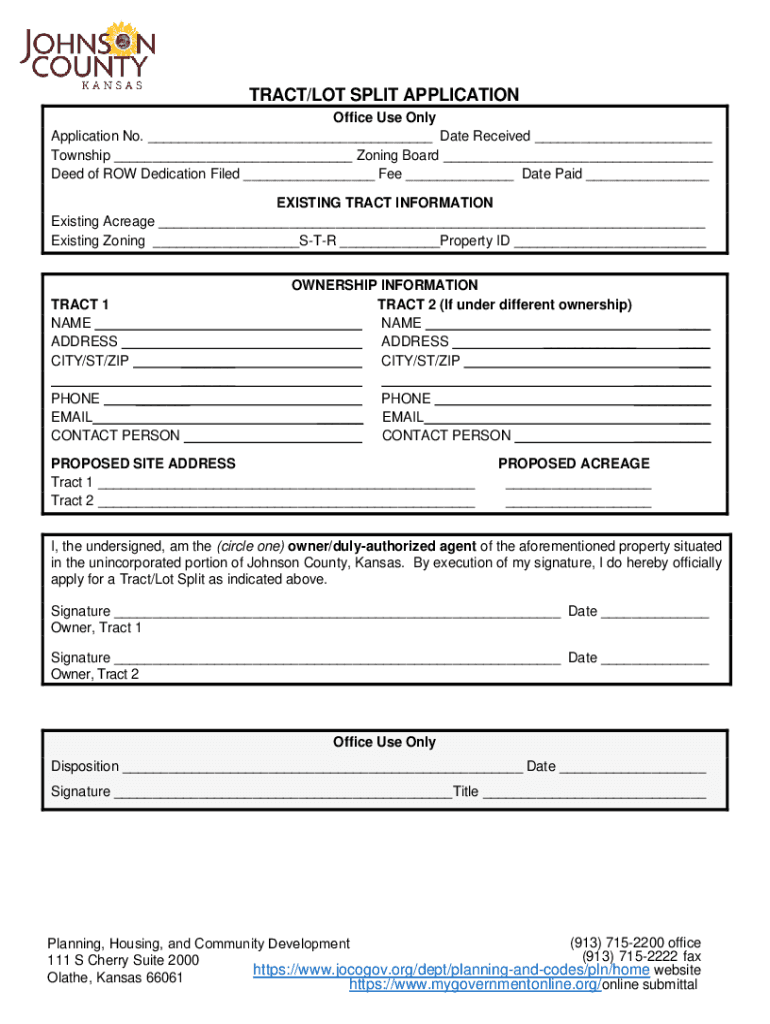 Fillable Online application for minor land division and/or lot ...