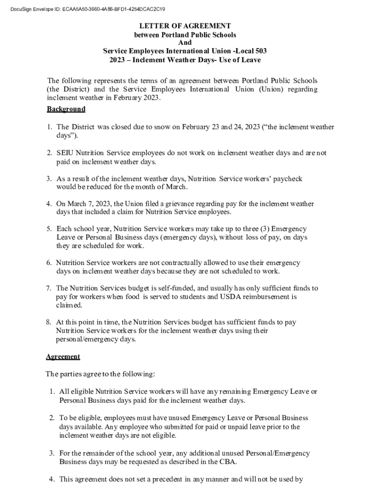 Fillable Online SEIU503 LocalLetters of Agreement Fax Email Print ...
