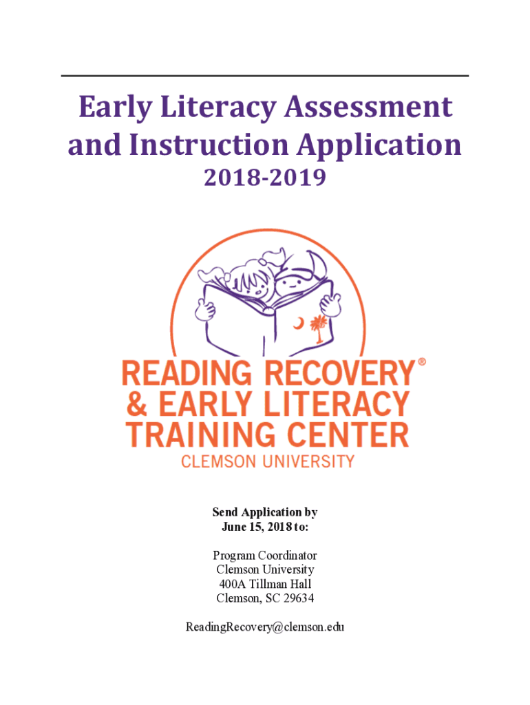 Fillable Online readingrecovery clemson Early Literacy Assessment and ...