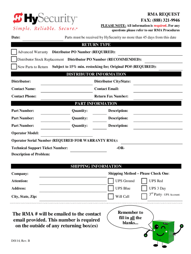 Fillable Online Return Material Authorization (RMA) FAQ Fax Email Print ...