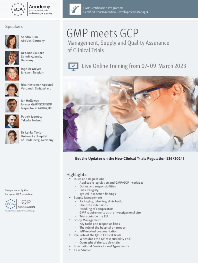 Fillable Online GMP meets GCP - Live Online Training Fax Email Print ...