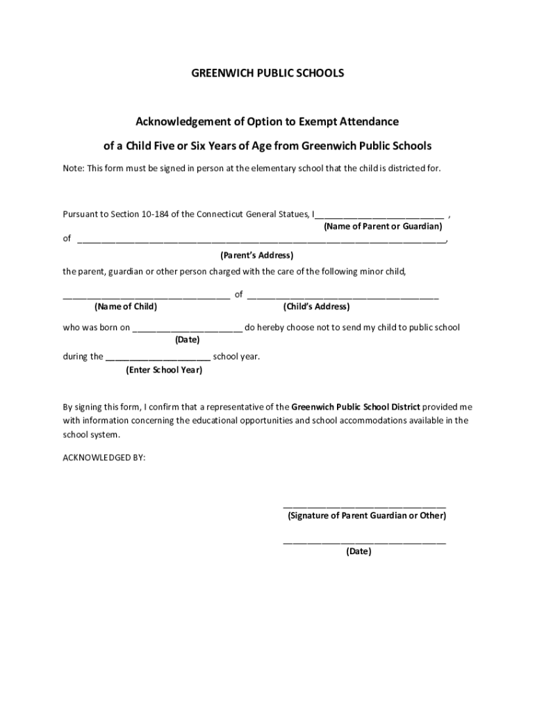 Fillable Online Acknowledgement of Option to Exempt Attendance form Fax ...