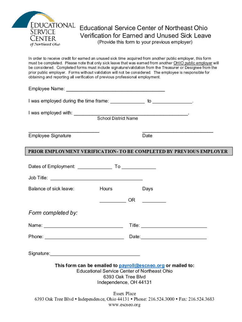 Fillable Online ESC Sick Leave Transfer Form Fax Email Print - pdfFiller