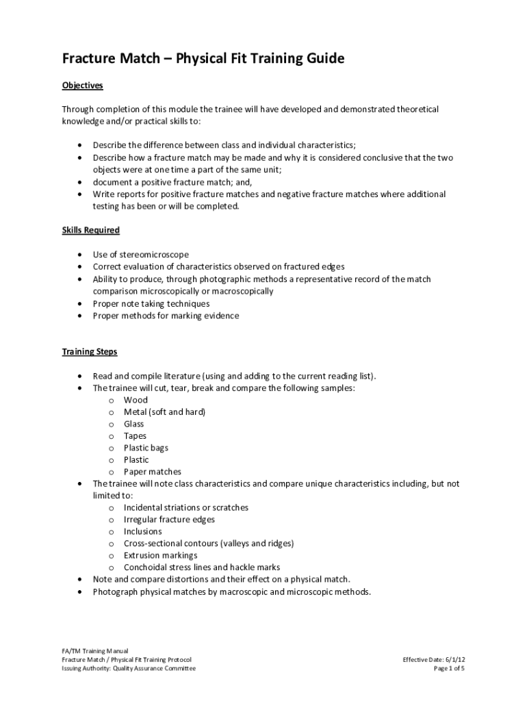 Fillable Online Fracture Match Training Program 6-12 Fax Email Print ...