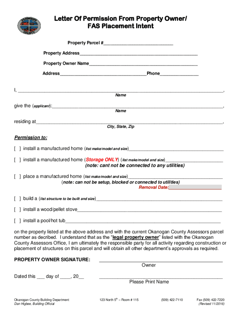 Fillable Online ***SAMPLE LETTER*** Owner Permission Letter for Use ...