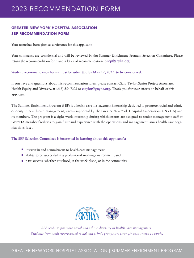 Fillable Online SHP Professional Recommendation Form Fax Email Print ...