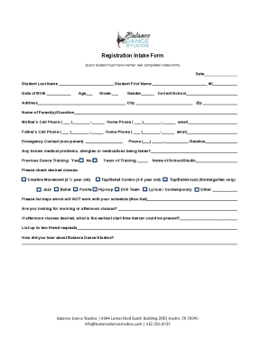 Fillable Online KINDERGARTEN INTAKE FORM Social Fax Email Print - pdfFiller