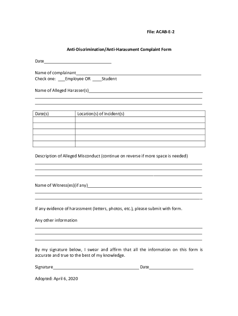 Fillable Online UNLAWFUL DISCRIMINATION FORMAL COMPLAINT FORM Fax Email Print - pdfFiller