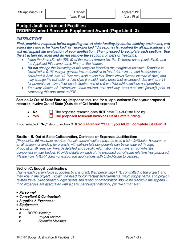 Fillable Online ut-ss-budget-justification-and-facilities-template.pdf ...