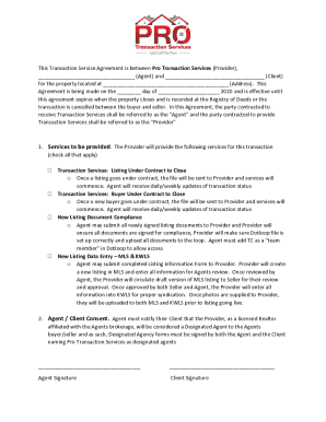 Fillable Online Pro Transaction Service Agreement Fax Email Print ...