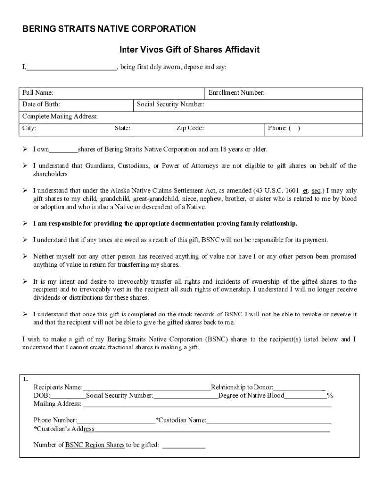 Fillable Online BSNC-Gifting-Inter-Vivos-Gift-of-Shares-Affidavit ...