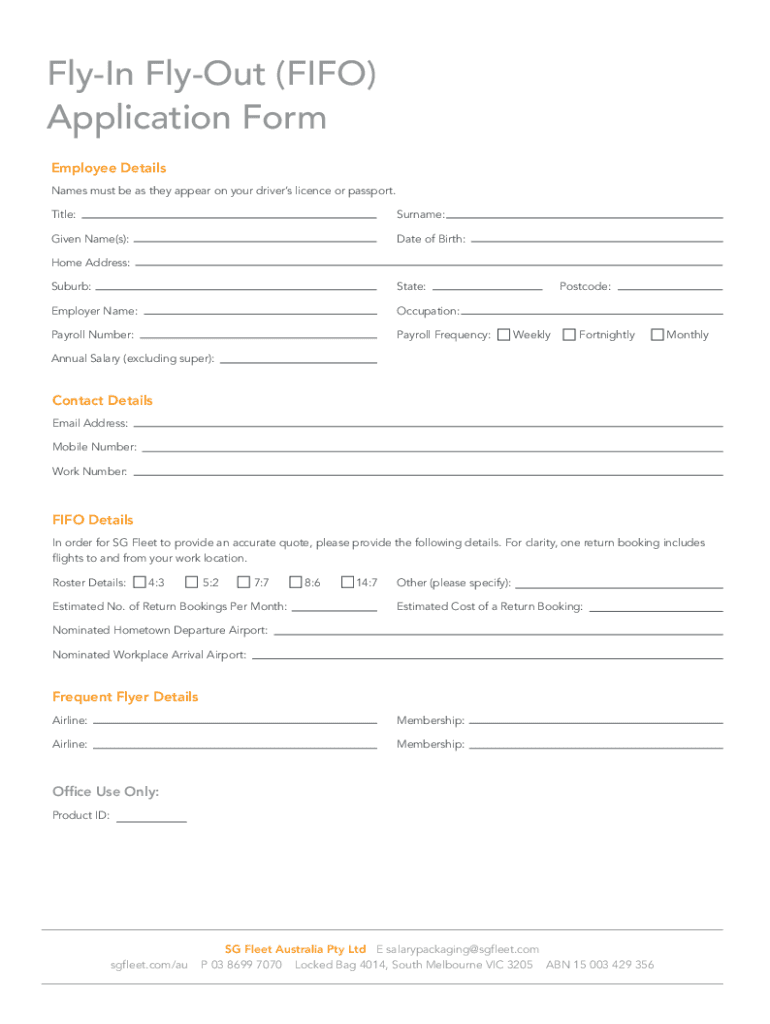 Fifo Application Form - Fill Online, Printable, Fillable, Blank | pdfFiller
