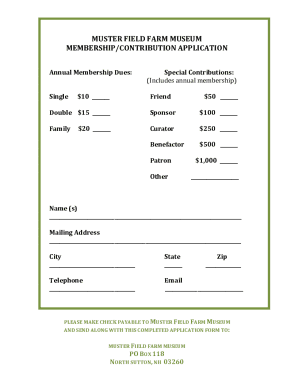 Fillable Online MUSTER FIELD FARM MUSEUM MEMBERSHIP/ ... Fax Email ...