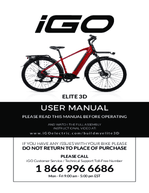 Fillable Online User Manuals and Assembly VideosiGO Electric Bikes US Fax Email Print - pdfFiller
