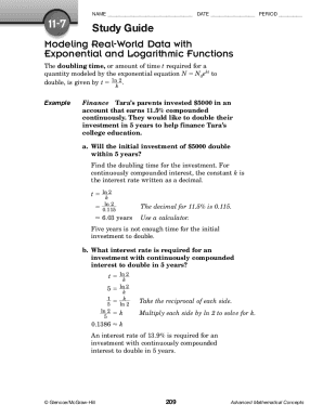 Fillable Online Study Guide Modeling Real-World Data with Exponential ...
