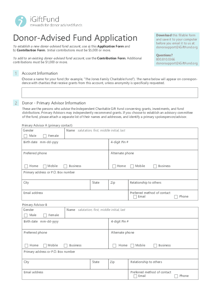 Fillable Online Donor-Advised Fund Forms Fax Email Print - pdfFiller