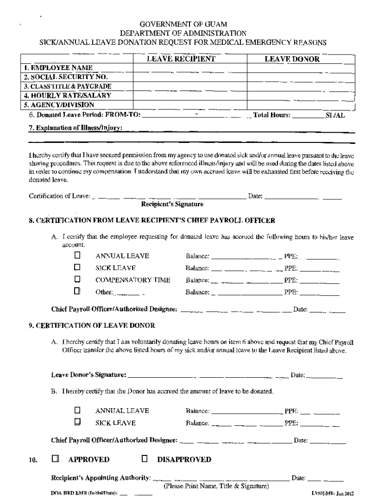 Fillable Online doa guam Felix P. Camacho Michael W Cruz, M.D. The ...