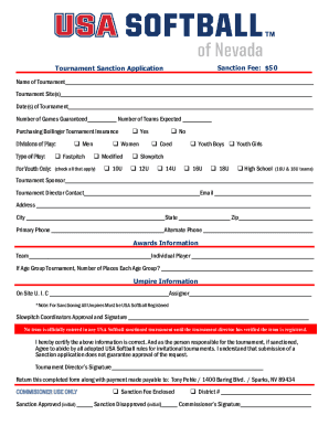 Fillable Online Tournament Sanction Application Fax Email Print - pdfFiller