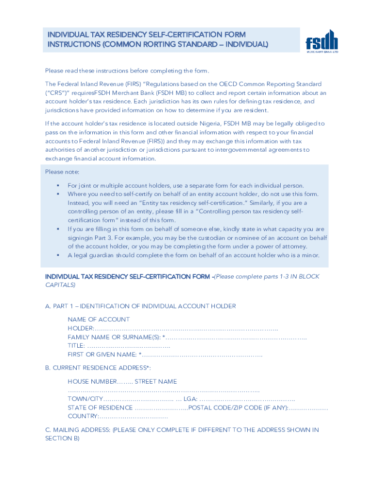 Fillable Online Self Certification Form For Individual Fax Email Print ...