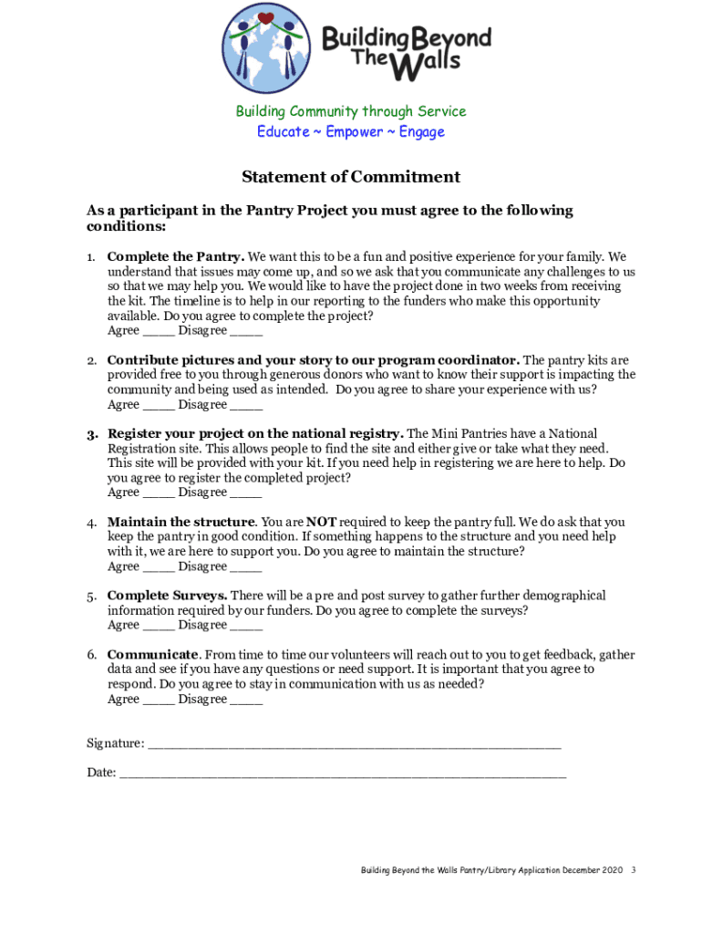 Fillable Online BFRDP Sample Commitment and Pledge Letters Fax Email ...