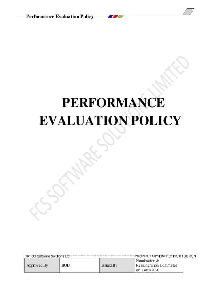 Fillable Online PERFORMANCE EVALUATION POLICY Fax Email Print - pdfFiller