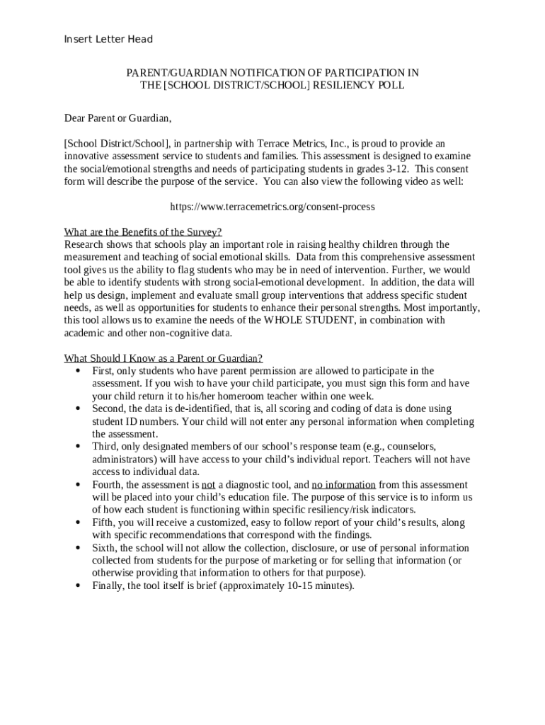 parent/guardian notification of participation in Doc Template | pdfFiller