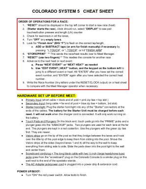 Fillable Online Swim Meet Tip Sheet: Colorado Timing System 5/6 Fax ...