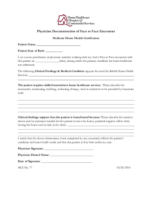 Fillable Online Home Health Care in Chicago, Illinois - Face to Face ...