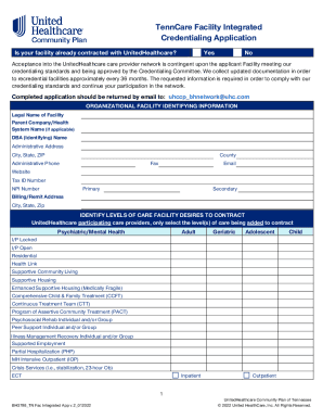 Fillable Online TennCare Facility Integrated Credentialing Application ...