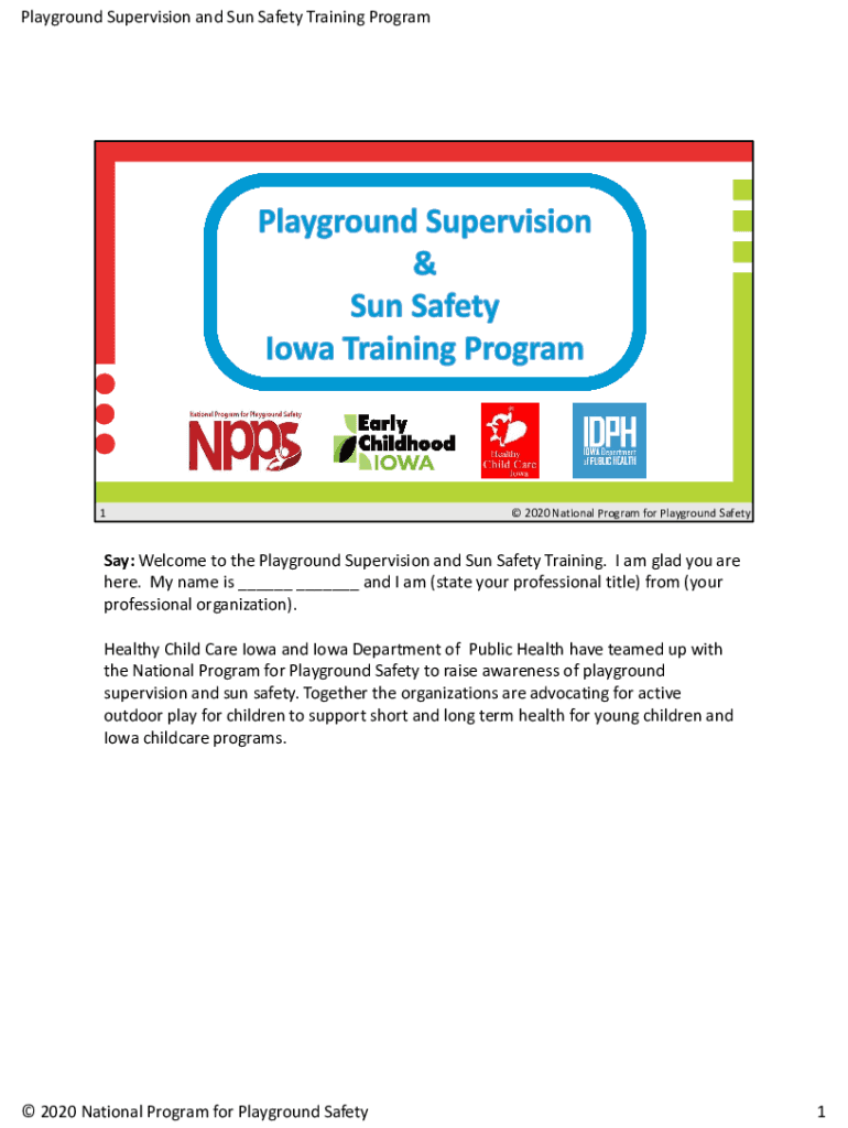 Fillable Online S A F E Supervision National Program for Playground Safety Fax Email Print ...