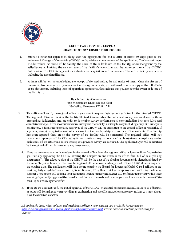 Fillable Online RULES FOR ASSISTED LIVING FACILITIES LEVEL I Fax Email Print - pdfFiller