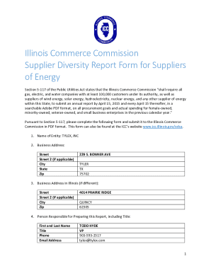 Fillable Online Illinois Commerce Commission Supplier Diversity Report ...
