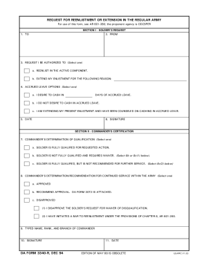 Fillable Online DA 3340-R 1994-2023 - Fill and Sign Printable Template ...