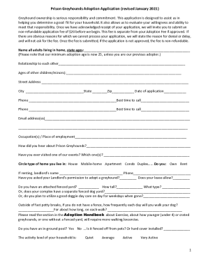 Fillable Online Run For Adoption Application Form Fax Email Print ...