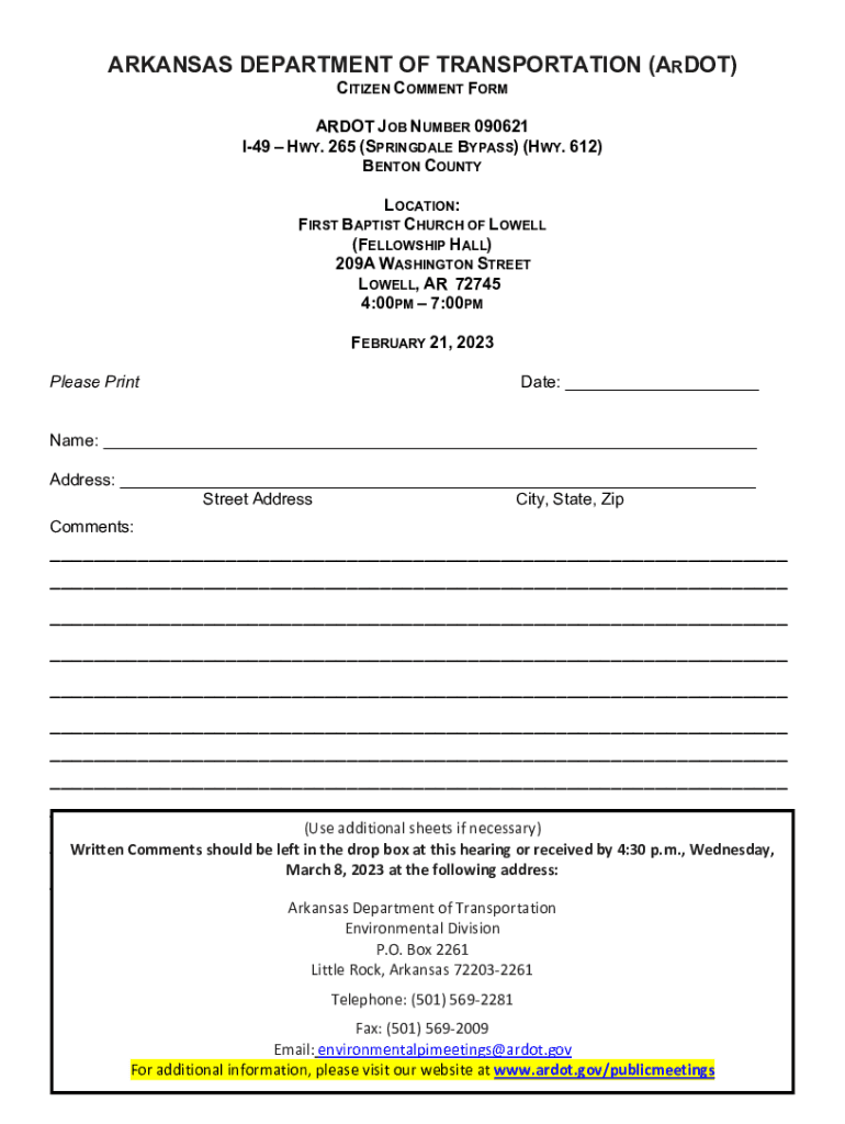 Fillable Online Arkansas Department of Transportation (ARDOT) hosts ...