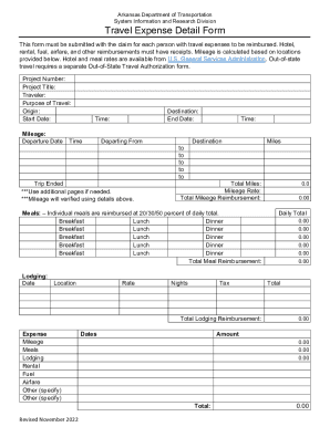 Fillable Online Travel Expense Detail Form.1 Fax Email Print - pdfFiller