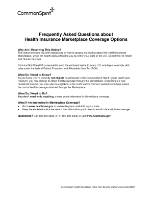 Fillable Online Health Insurance Marketplace Notice - Cardinal at Work ...