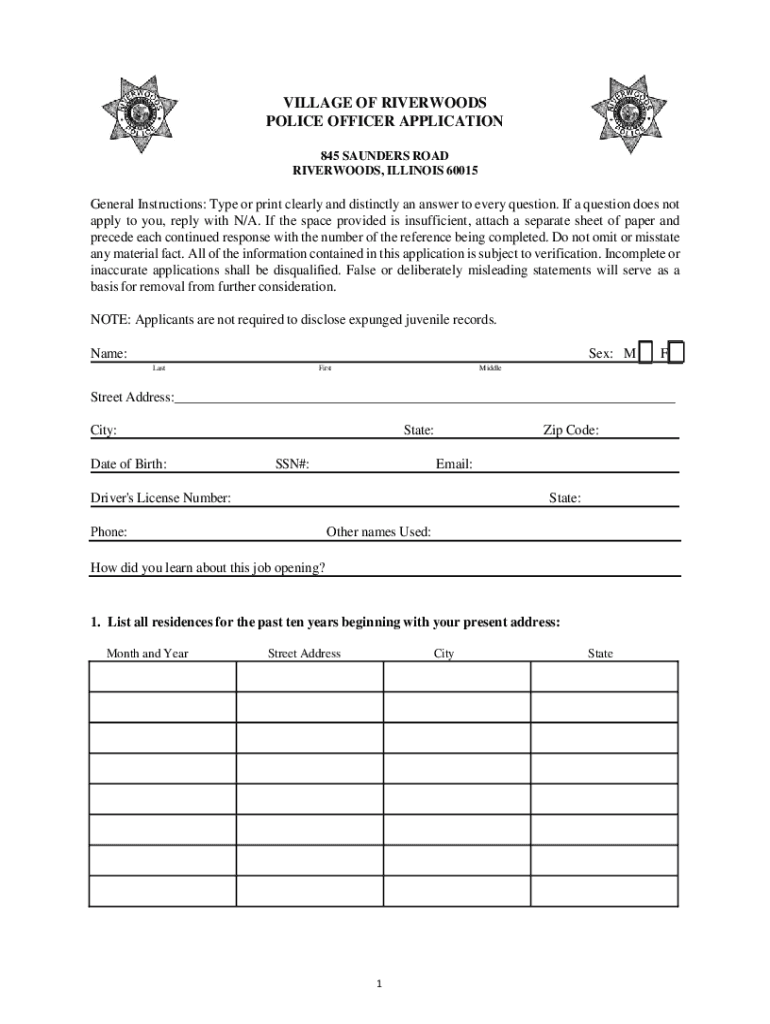 Fillable Online Vacation Watch Service by Riverwoods Police Department ...