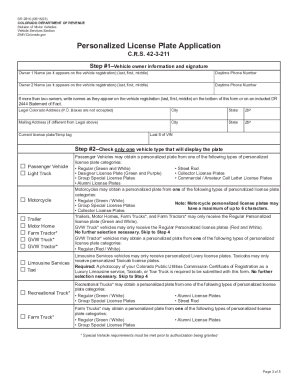 Fillable Online DR 2810 Personalized License Plate Application. If you ...