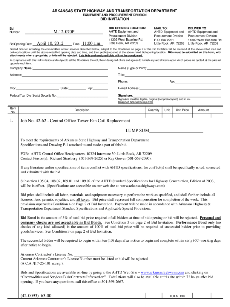 Fillable Online 1 BID TABULATION SUMMARY BIDS OPENED FOR JOB 1 Fax ...