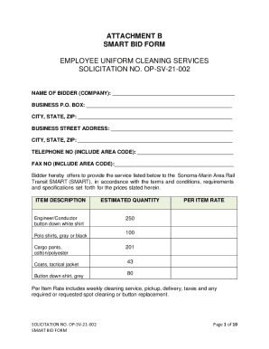 Fillable Online ATTACHMENT B SMART BID FORM EMPLOYEE ... Fax Email Print - pdfFiller